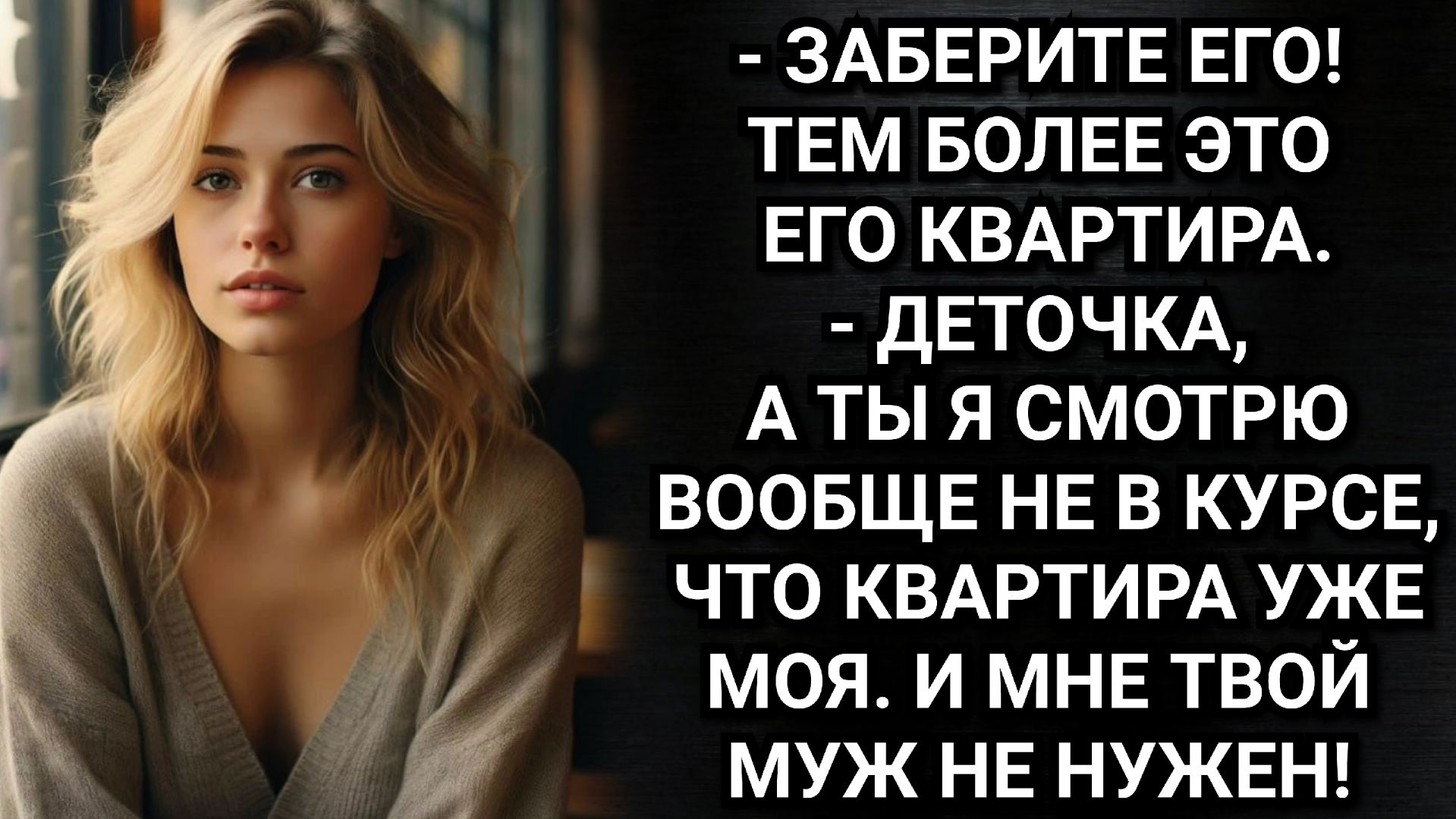 Ошибаешься, деточка. Мне не нужно его возвращать. Расхлебывай сама! Она ехидно рассмеялась.