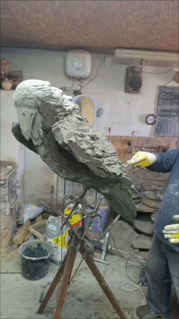 скульптура вороны из  арт бетона мастер Виталь  мастер  класс#сказочнаямастерскаяколесников #stone