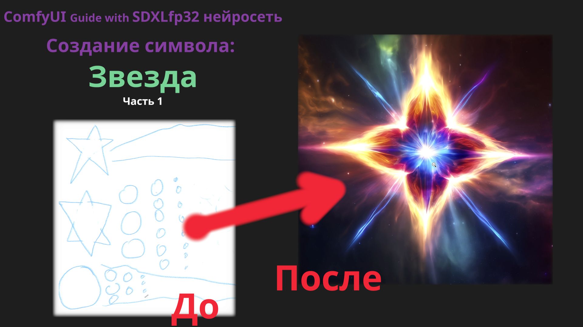 ComfyUI Guide - SDXL 32fp - Linux Debian - Символ звезды - Процесс создания - Часть 1