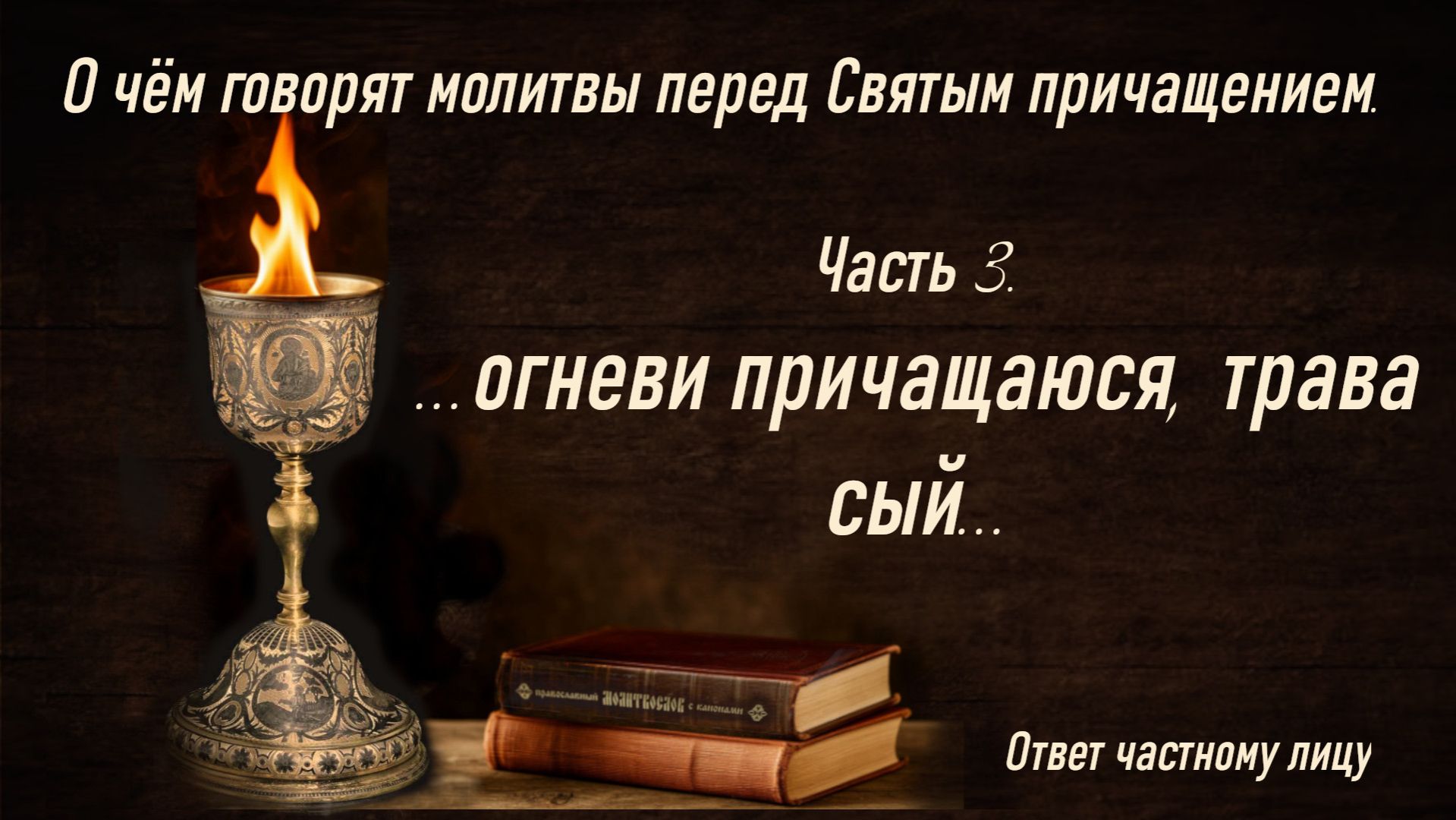 О чём говорят молитвы перед Святым причащением. Часть 3. …огневи причащаюся, трава сый…