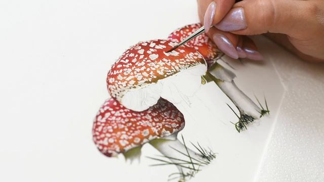 Как нарисовать гриб. Мастер-класс по акварельной живописи. Рисуем мухоморы