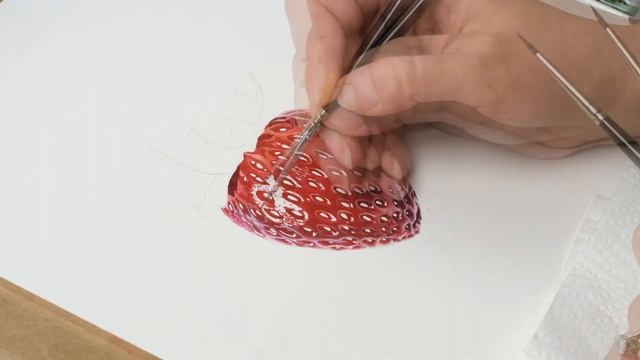 Как нарисовать сочную клубнику 🍓 мастер-класс по акварельной живописи