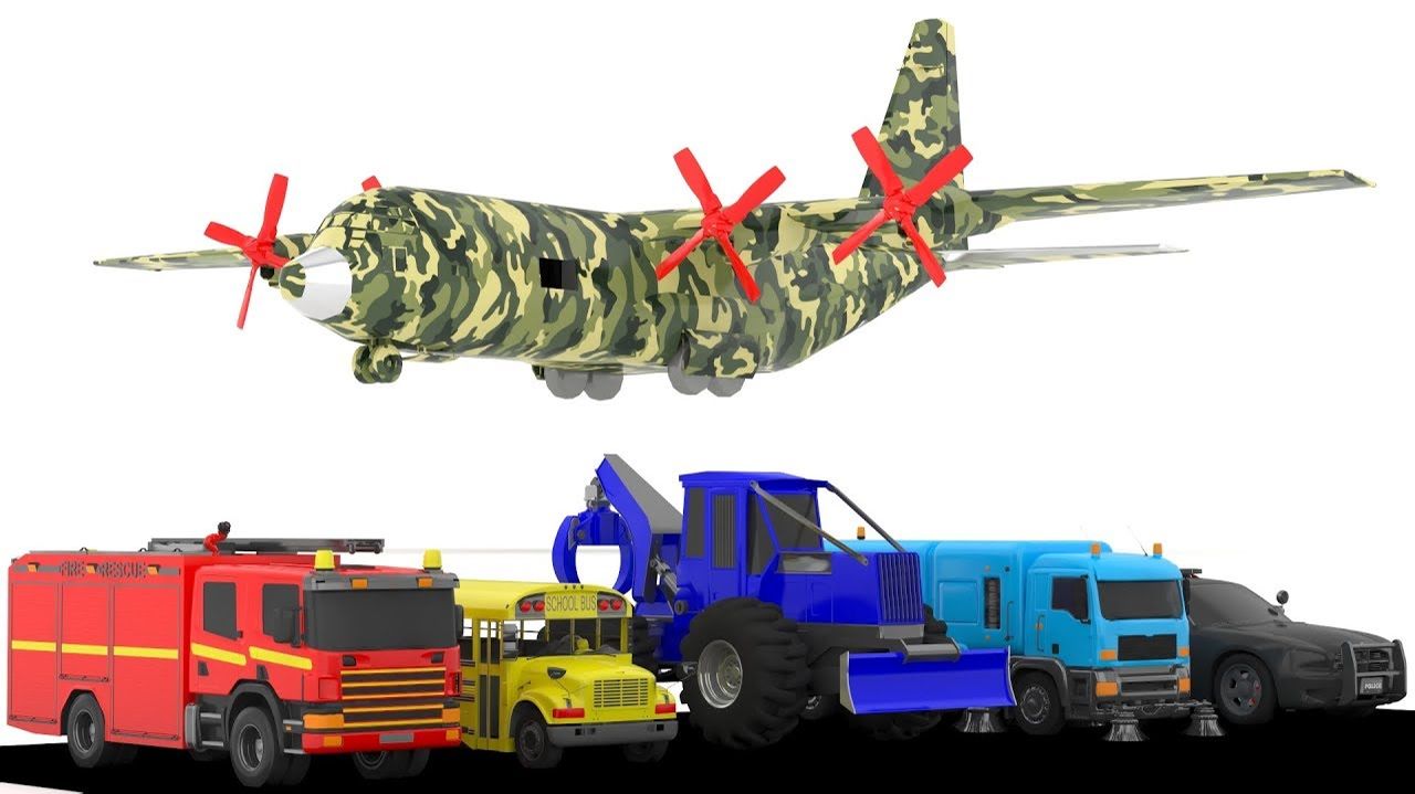 Изучение цветов с помощью уличных транспортных средств и грузовых самолетов, автомобилей для детей