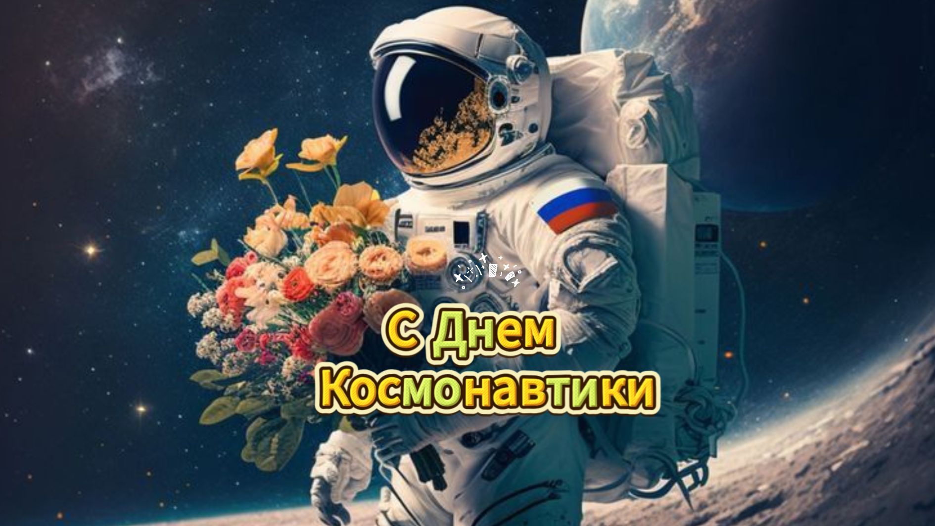 С Днем космонавтики! Музыкальная открытка с космическими пожеланиями! 🚀✨