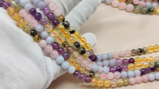 Бусины микс Кварц, Аметист, Цитрин, Пренит, Аквамарин