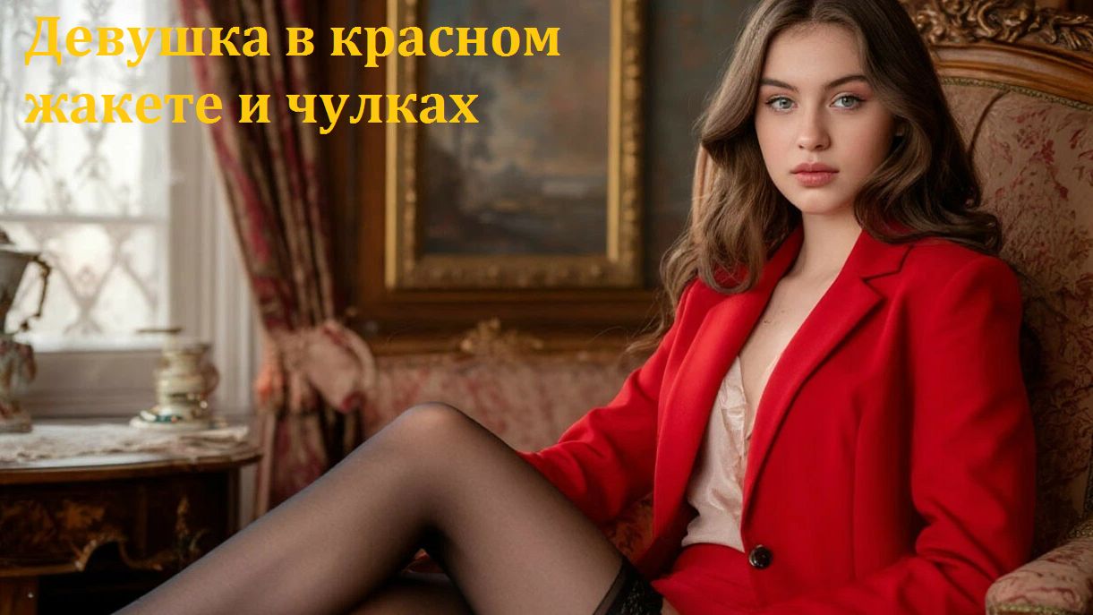 Девушка в красном жакете и чулках - 3Д модель