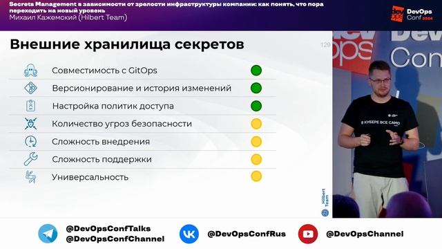 Secrets Management в зависимости от зрелости инфраструктуры | Hilbert Team | DevOpsConf 2024