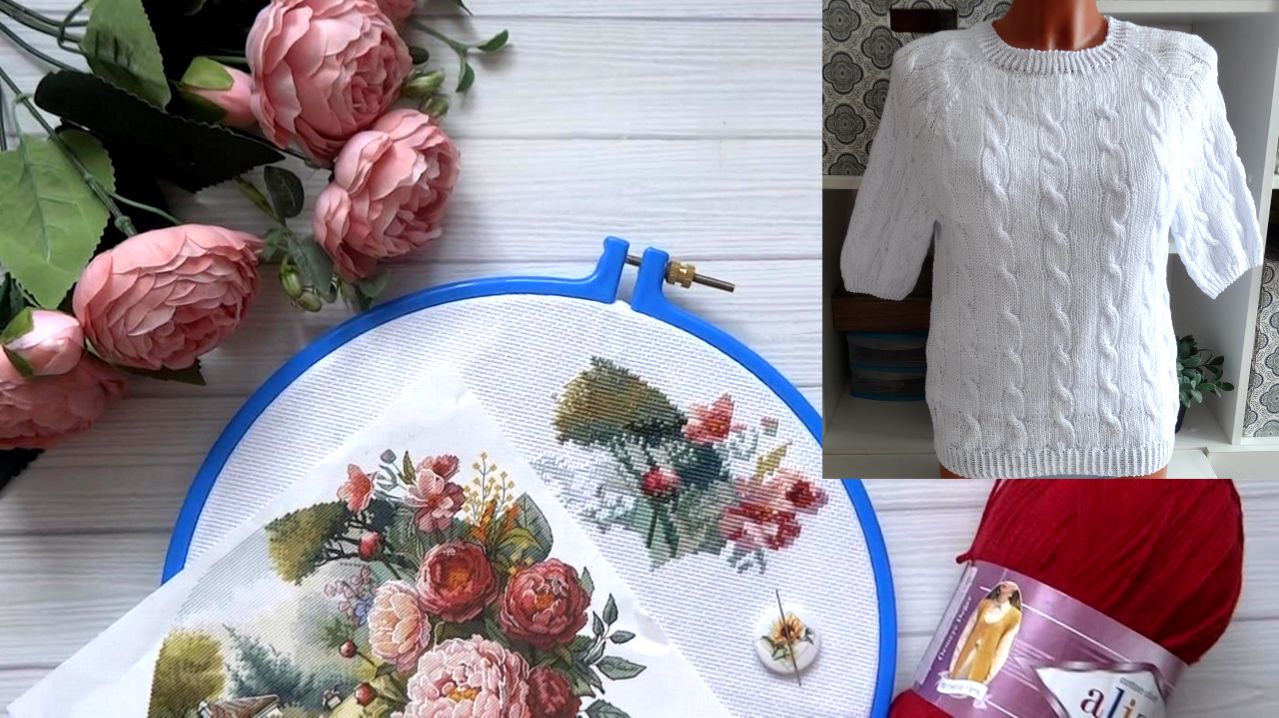 Вязание и вышивка в выходные. Джемпер "Ландыши" готов🤗