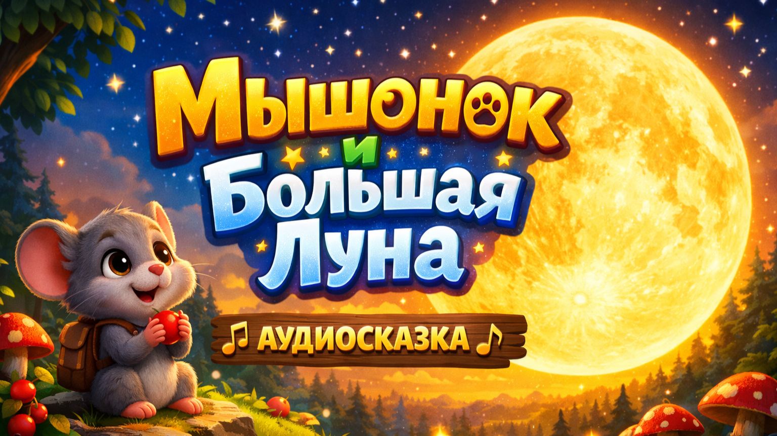 Сказка: Мышонок и большая Луна.  Аудиосказка для детей. Слушать сказку про мышонка для сна. Серия 1