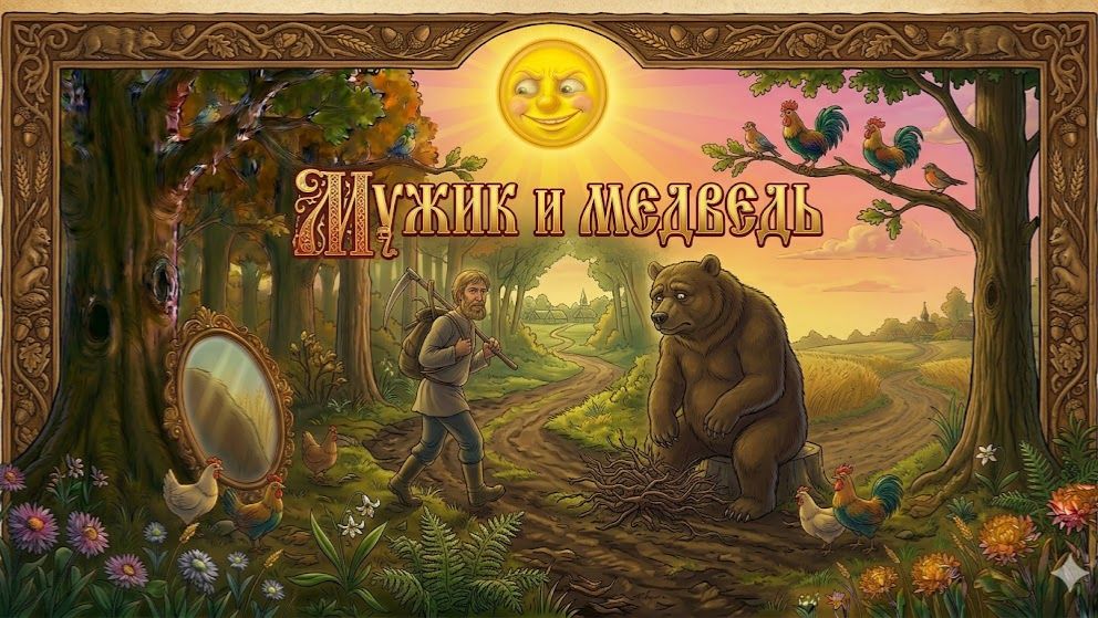 Мужик и медведь. Русская народная сказка. Битва за урожай (Вершки и Корешки)