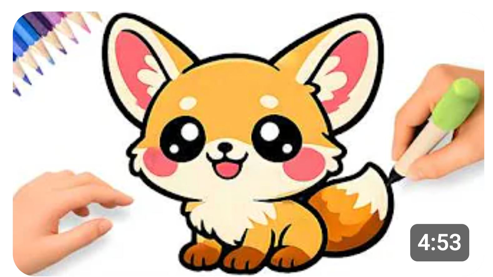 КАК НАРИСОВАТЬ УШАСТУЮ пустынную ЛИСУ легко 🦊🌵 (фенек)