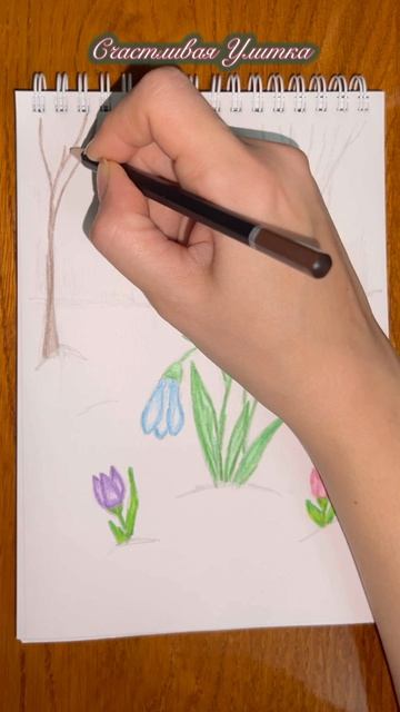 Рисунок весна карандашами