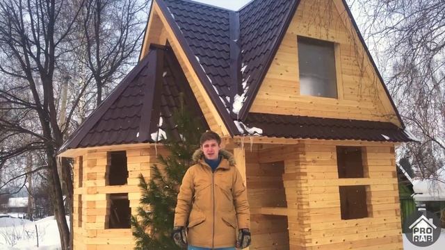 Готовый дом 6х4 из профбруса с эркером и мансардным этажом и вальмовой крышей от "ДСК ПРОРАБ" Томск