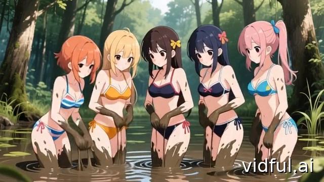 Купание девушек в болоте