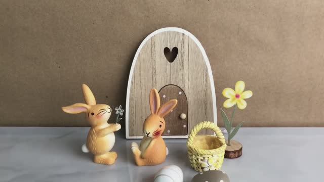 Набор декоративных фигур ПАСХА НА ЛУЖАЙКЕ, дерево, пластик, металл, 25х17 см, 2046228-2