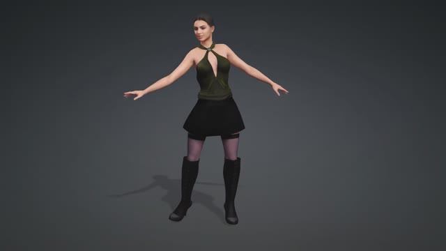 Девушка в декольте -3Д модель с одеждой