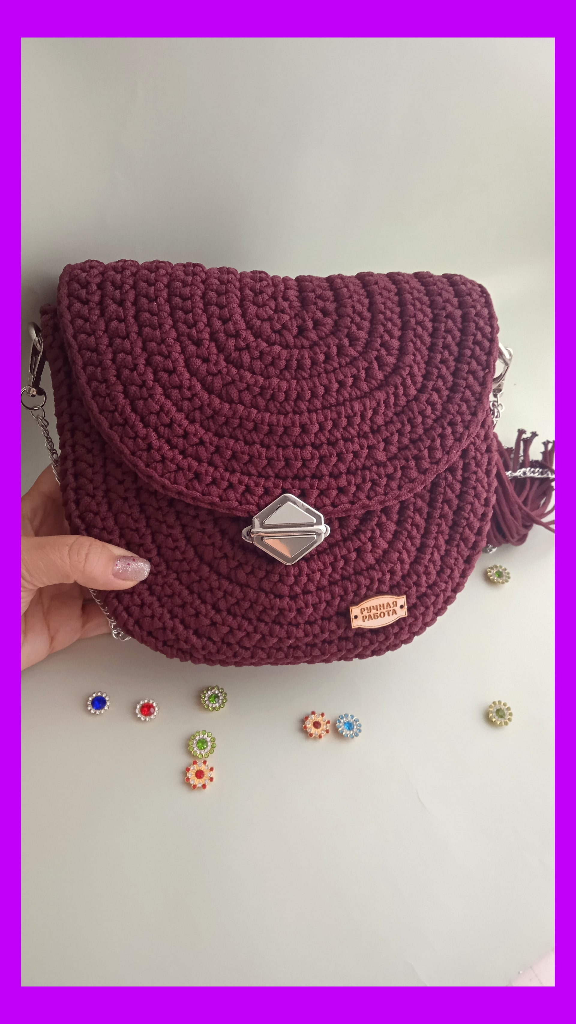 Сумка бордо из полиэфирного шнура