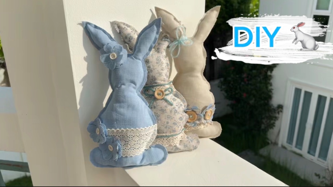 Милые зайки из ткани 🩵🐇🩵 декор на Пасху 🩵