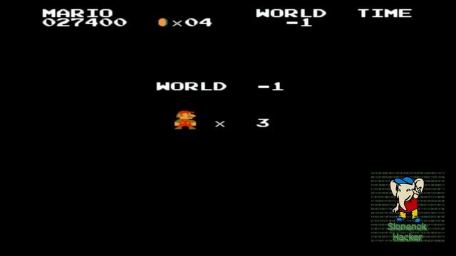 Слонёнок Хакер проходит сломанный Mario 1. Попал в бесконечный цикл водяных уровней