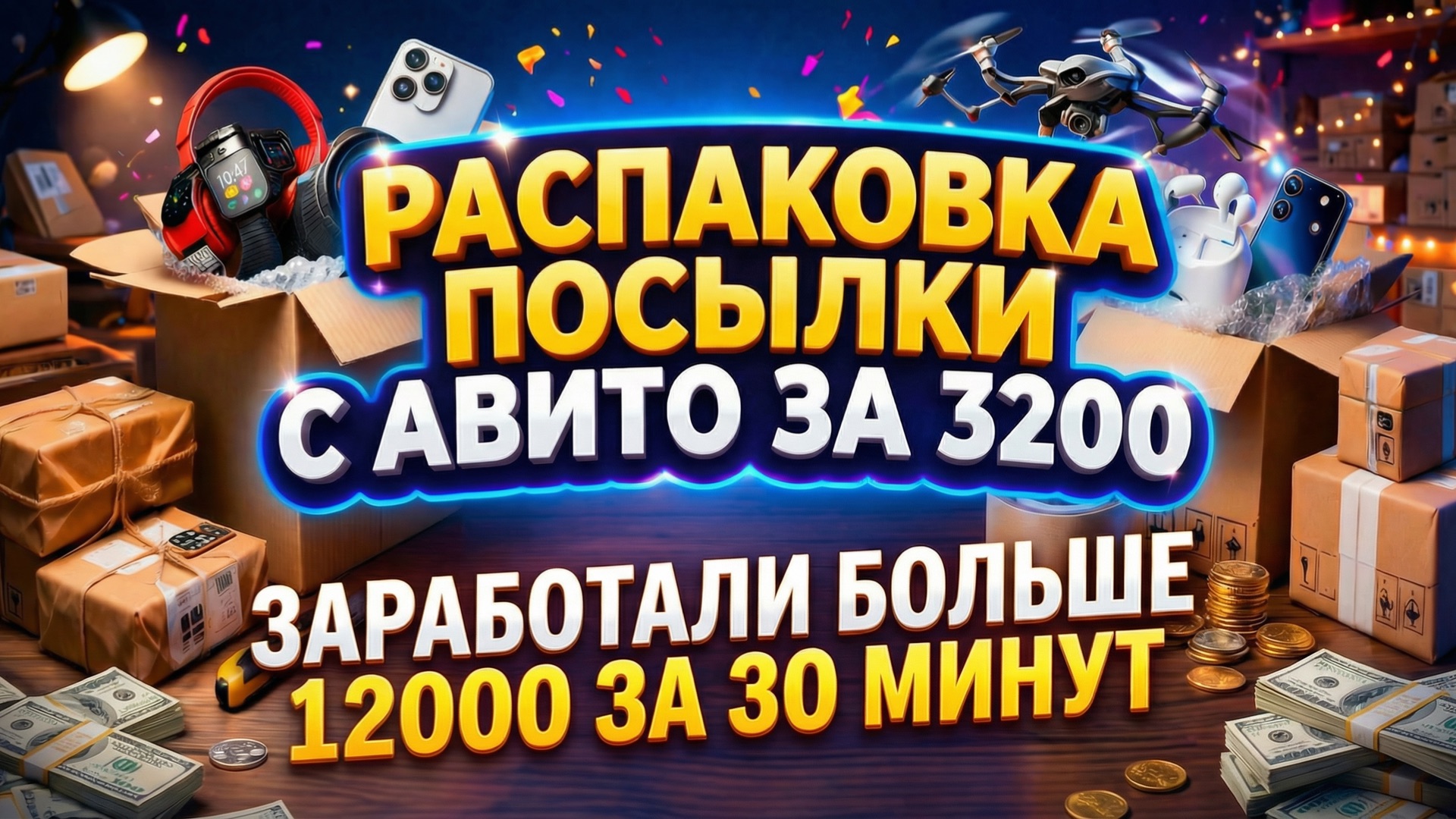 Заработали 12100 рублей за 30 минут на посылках. Распаковка посылки с Авито за 3200 рублей.