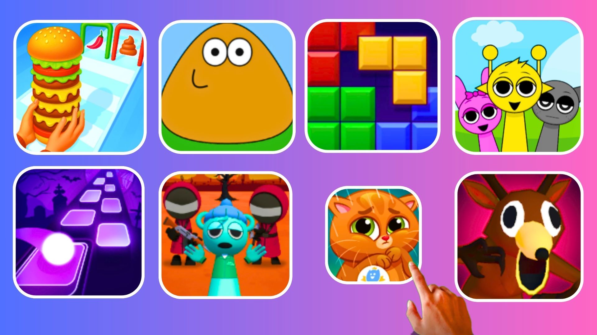 🌈SPRUNKI & 99 Night In The Forest & Bubbu & Burger Master & Pou & Block Blast