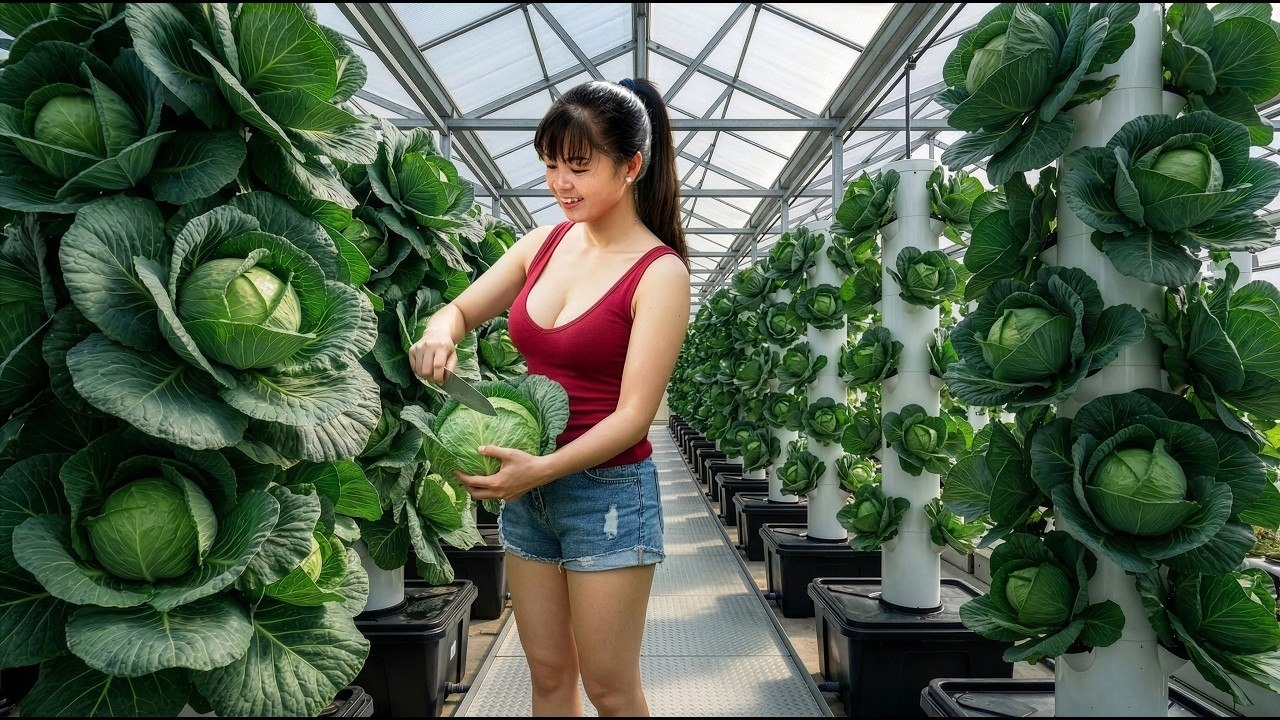 Собрала большое количество капусты, цветной капусты, кольраби, фасоли на продажу. Фуонг. Таймлапс