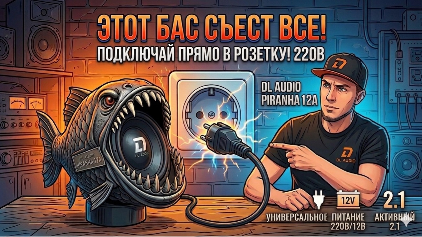 Сабвуфер 2 в 1 (12V/220V) Самый необычный сабвуфер: DL Audio Piranha 12A