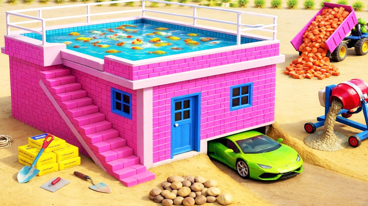 Мультики для детей. Увлекательная постройка прочного рыбного домика и колодца. Мультики для малышей