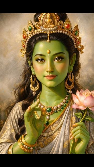 Зелёная Тара, дарующая счастье и защиту.