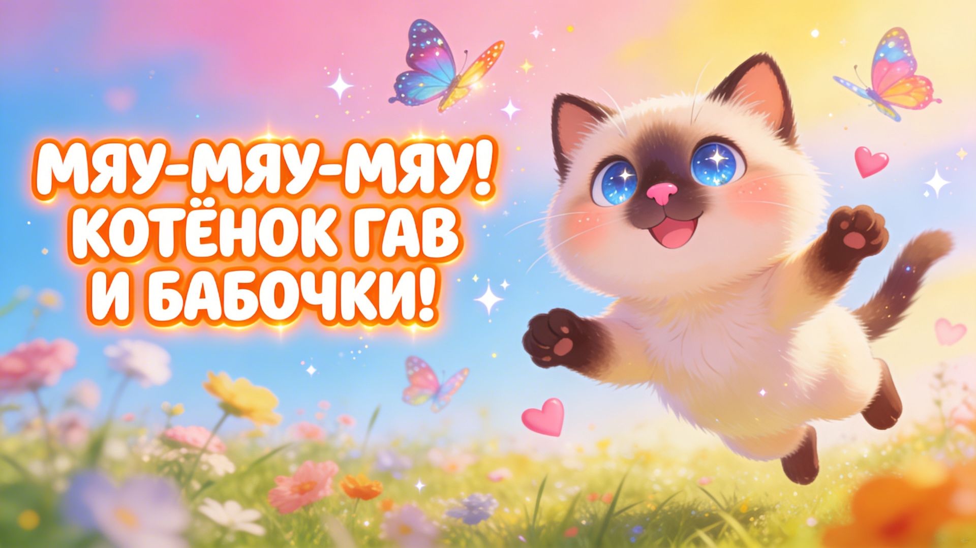 Мяу-мяу-мяу! Котёнок Гав и бабочки! Песенка для малышей 🐱🦋