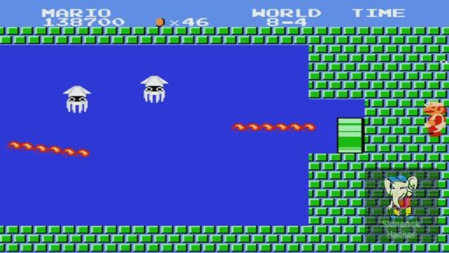 Слонёнок Хакер проходит сломанный Mario 1. Застрял на последнем водяном уровне