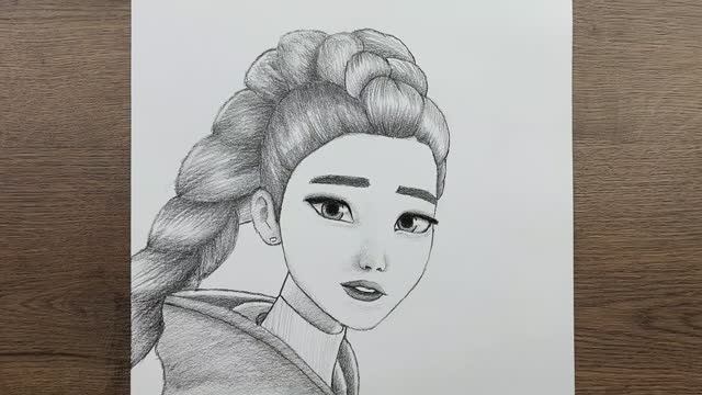 Как нарисовать Руми из K-pop сериала "Охотники на демонов", шаг за шагом