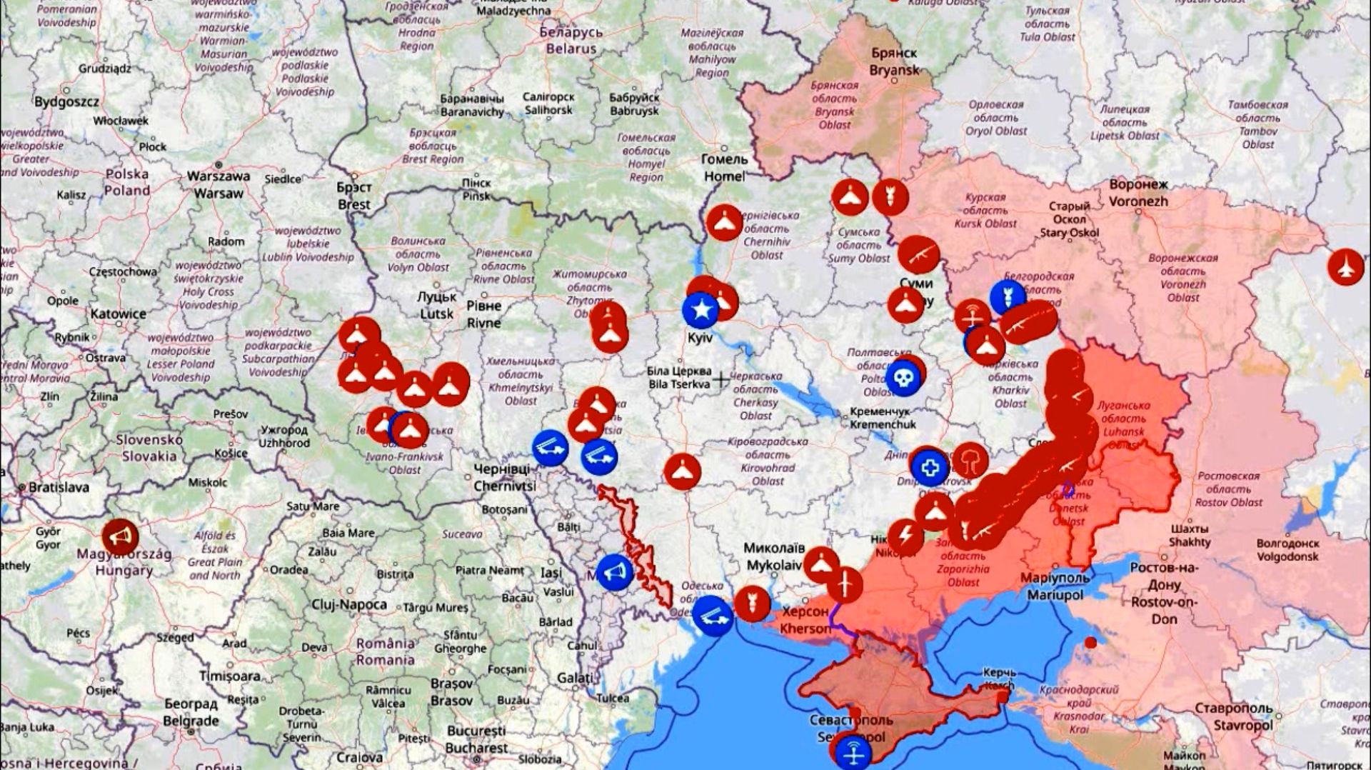 Карта массированного удара по Украине