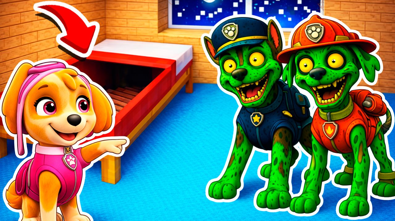 СКАЙ НАШЛА СЕКРЕТ ГОНЩИК МАРШАЛ ЕХЕ ЩЕНЯЧИЙ ПАТРУЛЬ  ЗОМБИ АПОКАЛИПСИС в МАЙНКРАФТ МУЛЬТИК