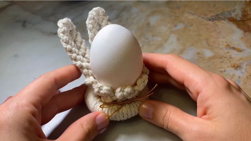 Подставка «Зайчик» для яиц на Пасху, макраме мастер-класс