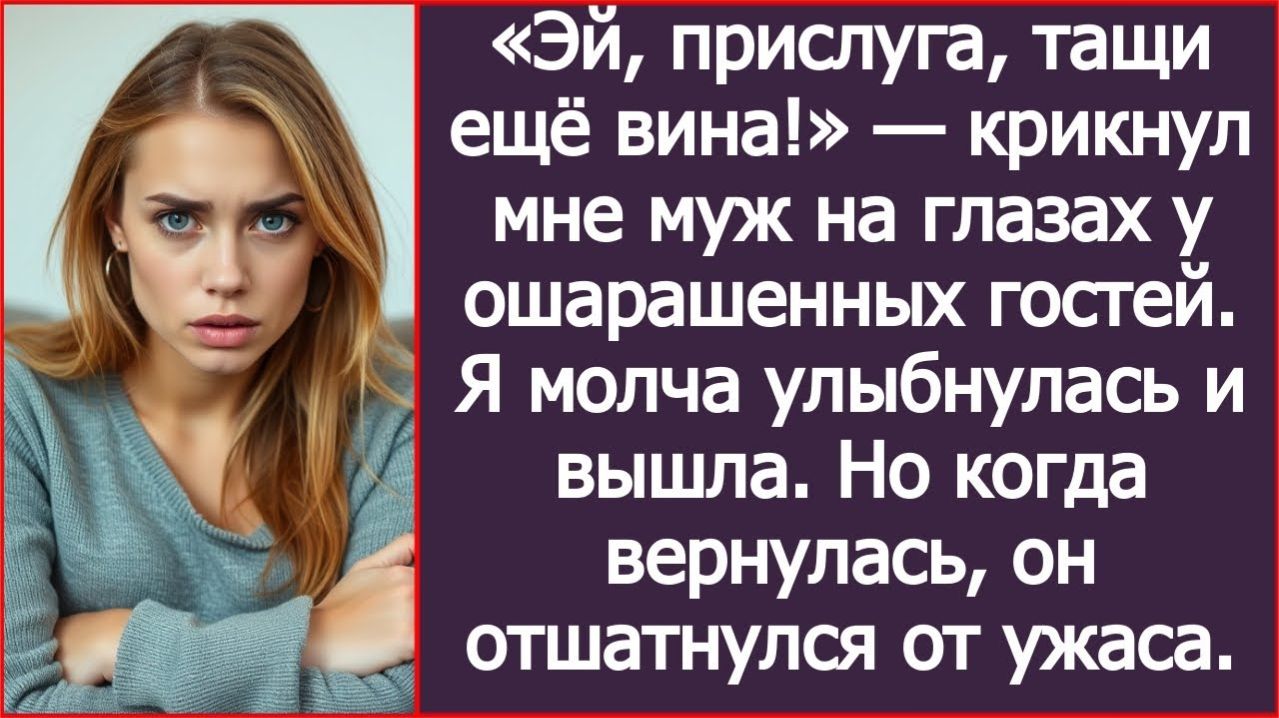 ИСТОРИИ ИЗ ЖИЗНИ|«Эй, прислуга, тащи ещё вина!» — крикнул мне муж|РЕАЛЬНЫЕ ИСТОРИИ|ЖИЗНЕННЫЕ ИСТОРИИ