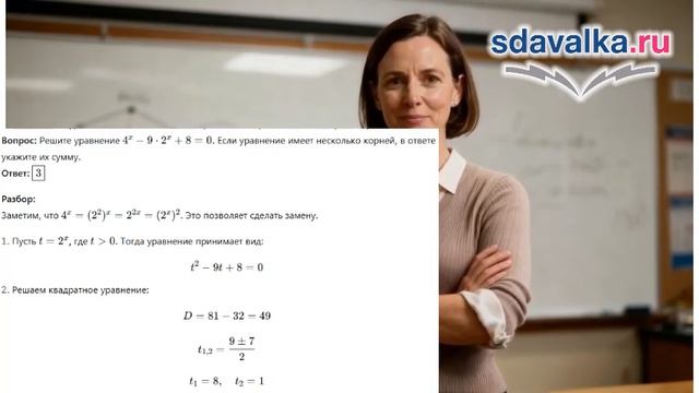 Алгебра 11 класс. Урок 6. Тест 1. Показательные уравнения и неравенства.