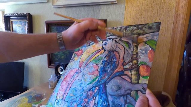 Новая картина А. Елизарэ. Лакирование акриловым лаком