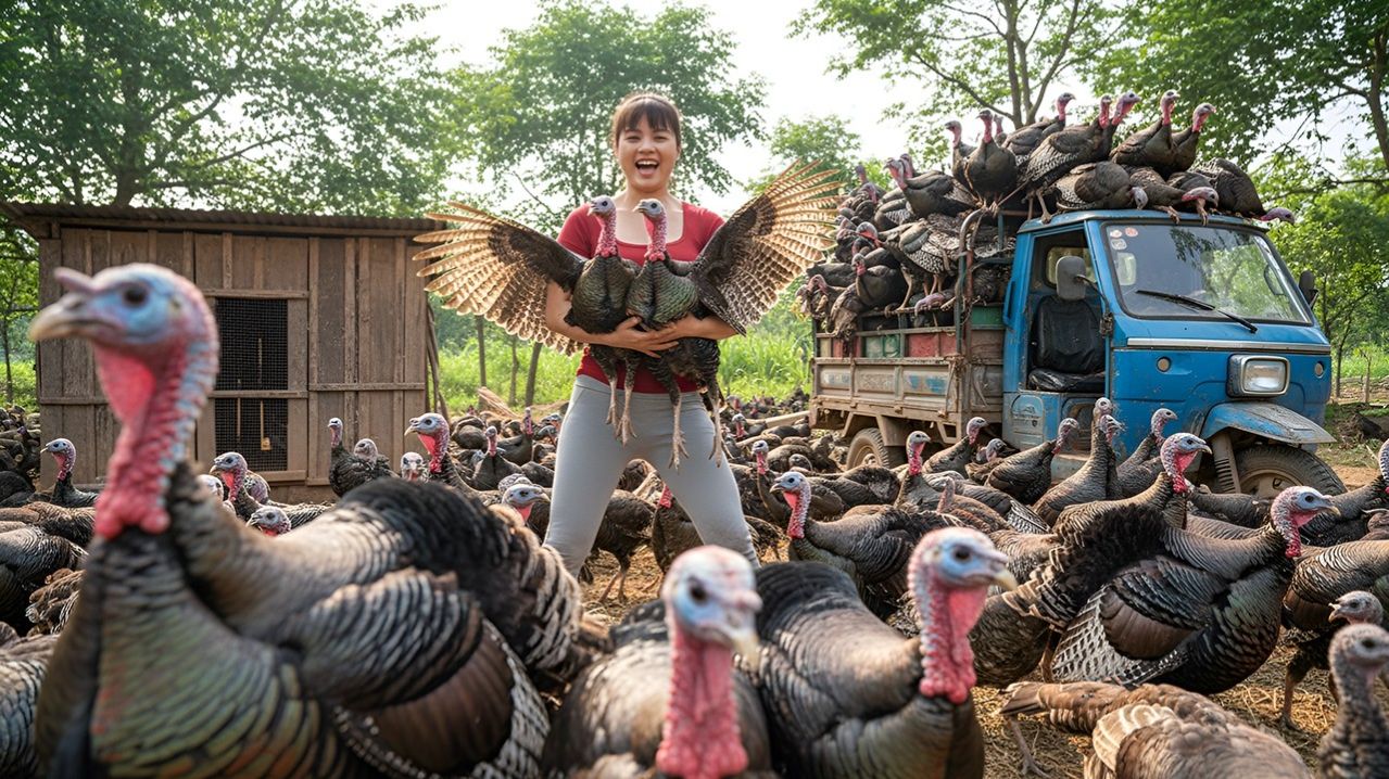 Ловля тонн индеек на свободном выгуле-Загруженных и проданных на рынке.