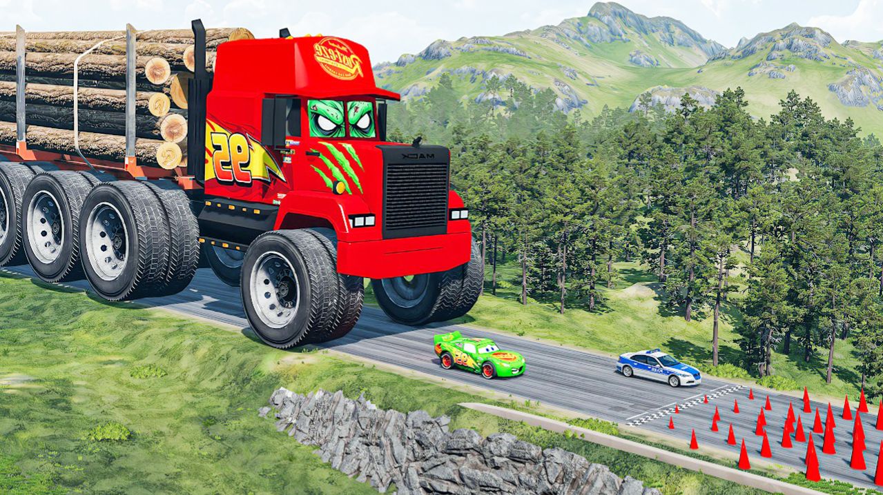 Мультики для детей про машинки. Гигантские бревна, самосвал MACK против машинок Мультики для малышей