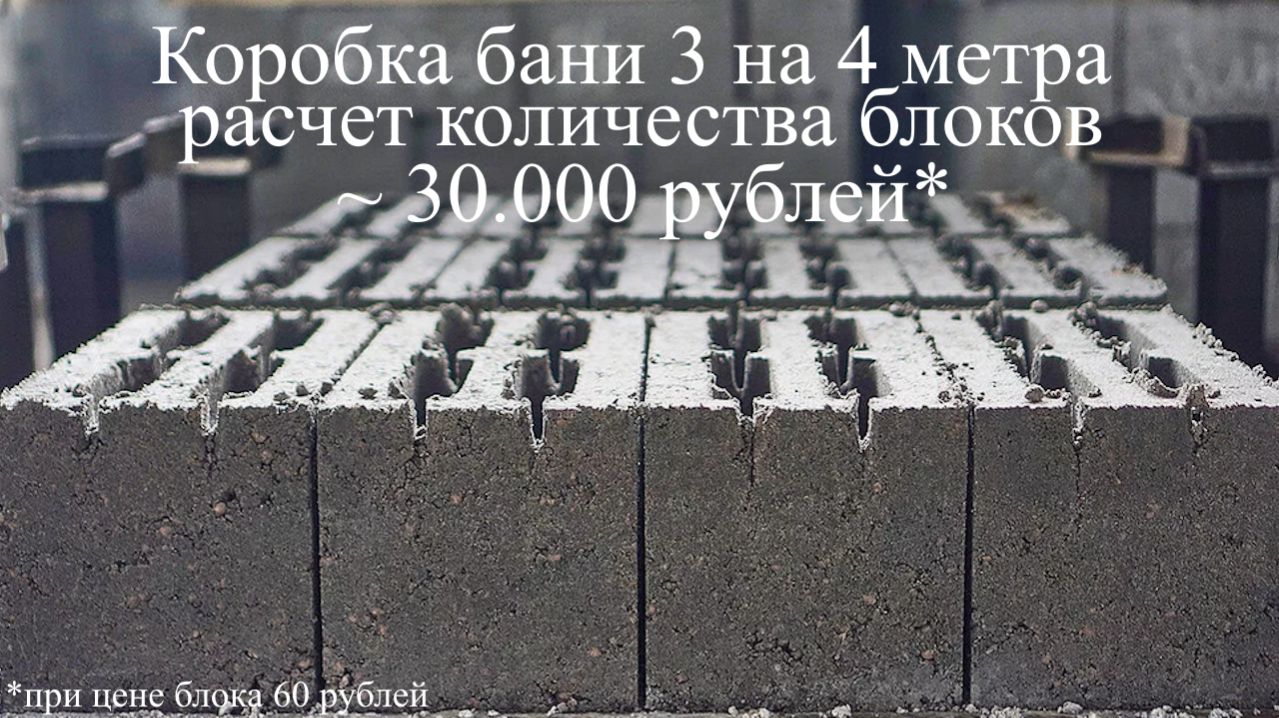 Расчет сколько  нужно  блоков на коробку бани 3 на 4 метра