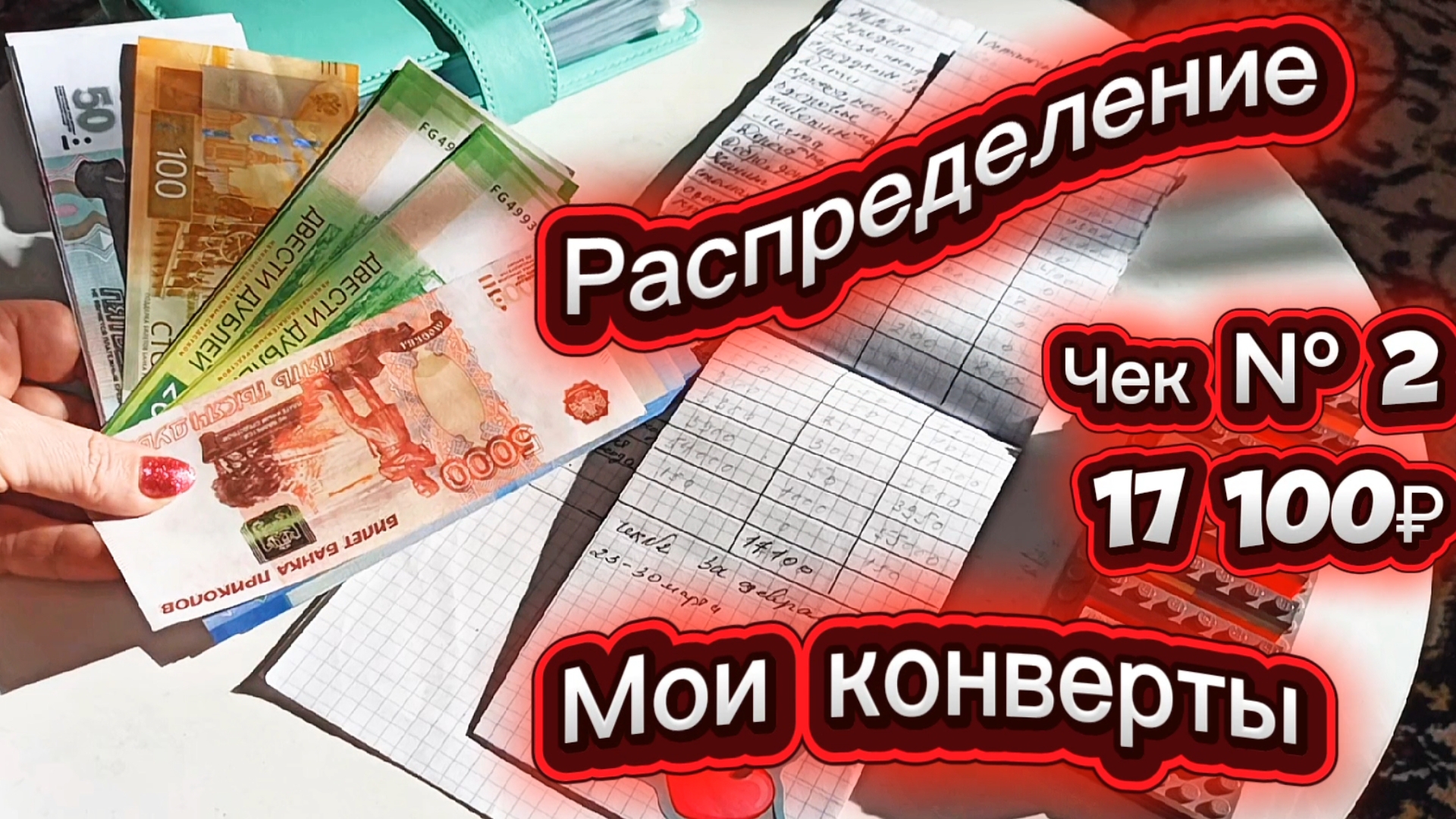 Мои конверты: распределяю 17 100 ₽ — что куда положила? Мартовский чек №2