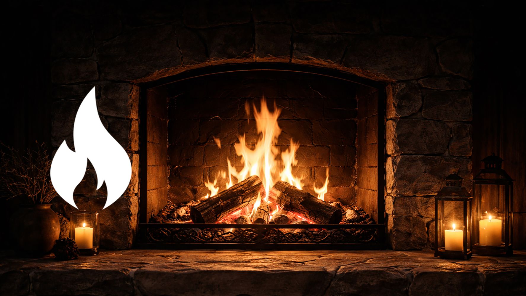 камин 4 часа • тёмная комната ночь уют • для сна и отдыха 🔥
