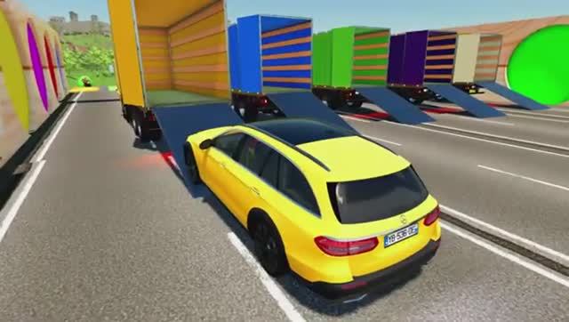 Мультик для детей. Мультик про машинки . Разноцветные грузовики катаются и перевозят машинки