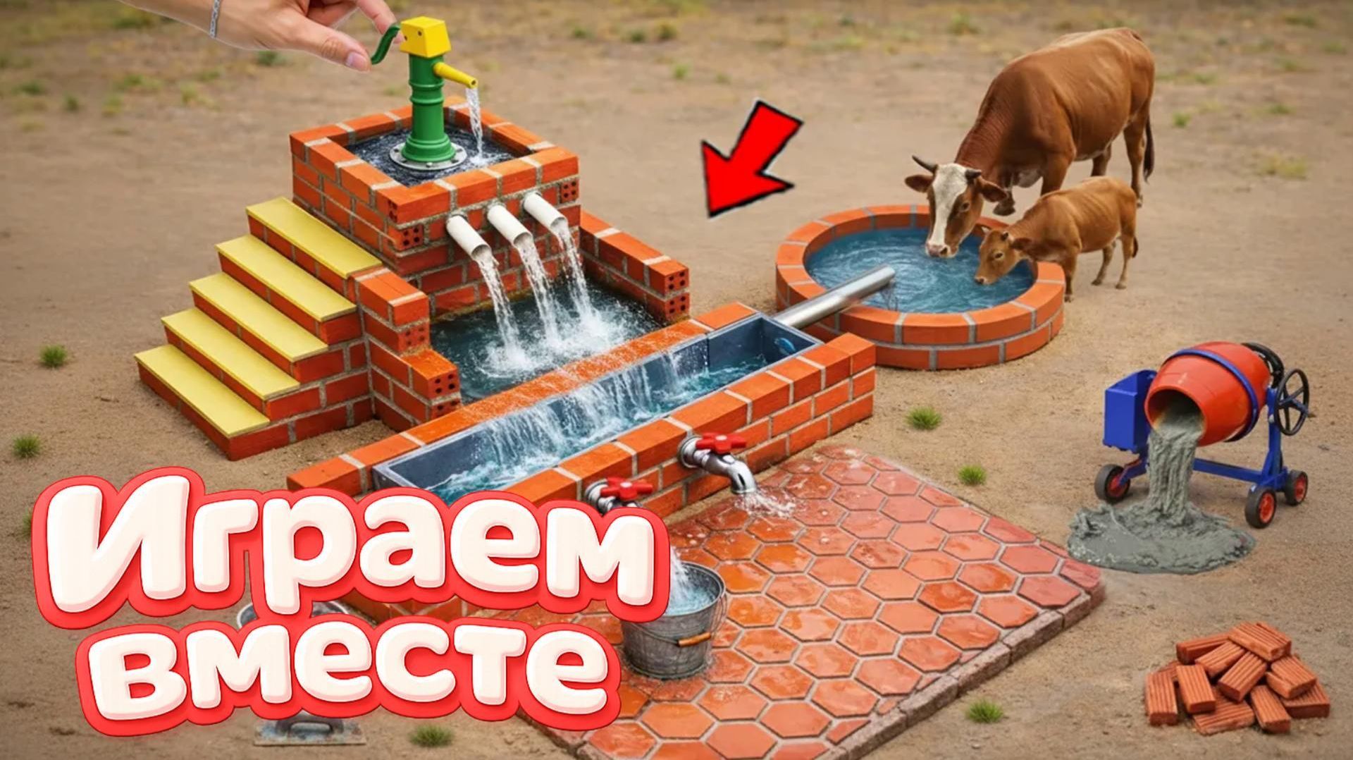 ИГРАЕМ ВМЕСТЕ В ИГРУШКИ ИЗ МУЛЬТИКОВ ДЛЯ ДЕТЕЙ 🏵️ СТРОИМ ИГРУШЕЧНЫЙ ФОНТАН СУПЕРГЕРОЯМИ ч.3