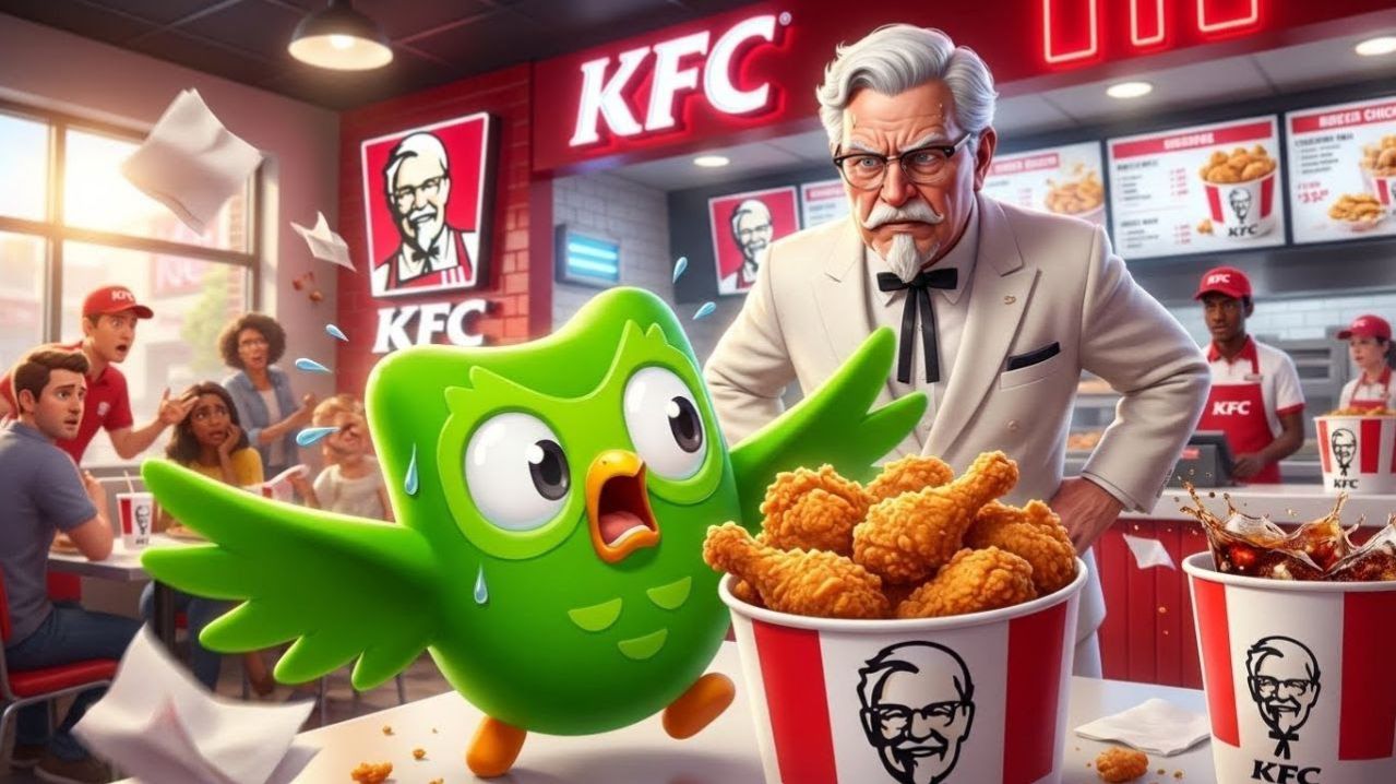 МИЛЫЙ ЗЕЛЕНЫЙ СОВЕНОК ДУОЛИНГО ПОПАЛ В KFC 🍗!!! ЭПИЧНОЕ ПРИКЛЮЧЕНИЕ СОВЫ ИЗ ПРИЛОЖЕНИЯ! 😽🙀😻