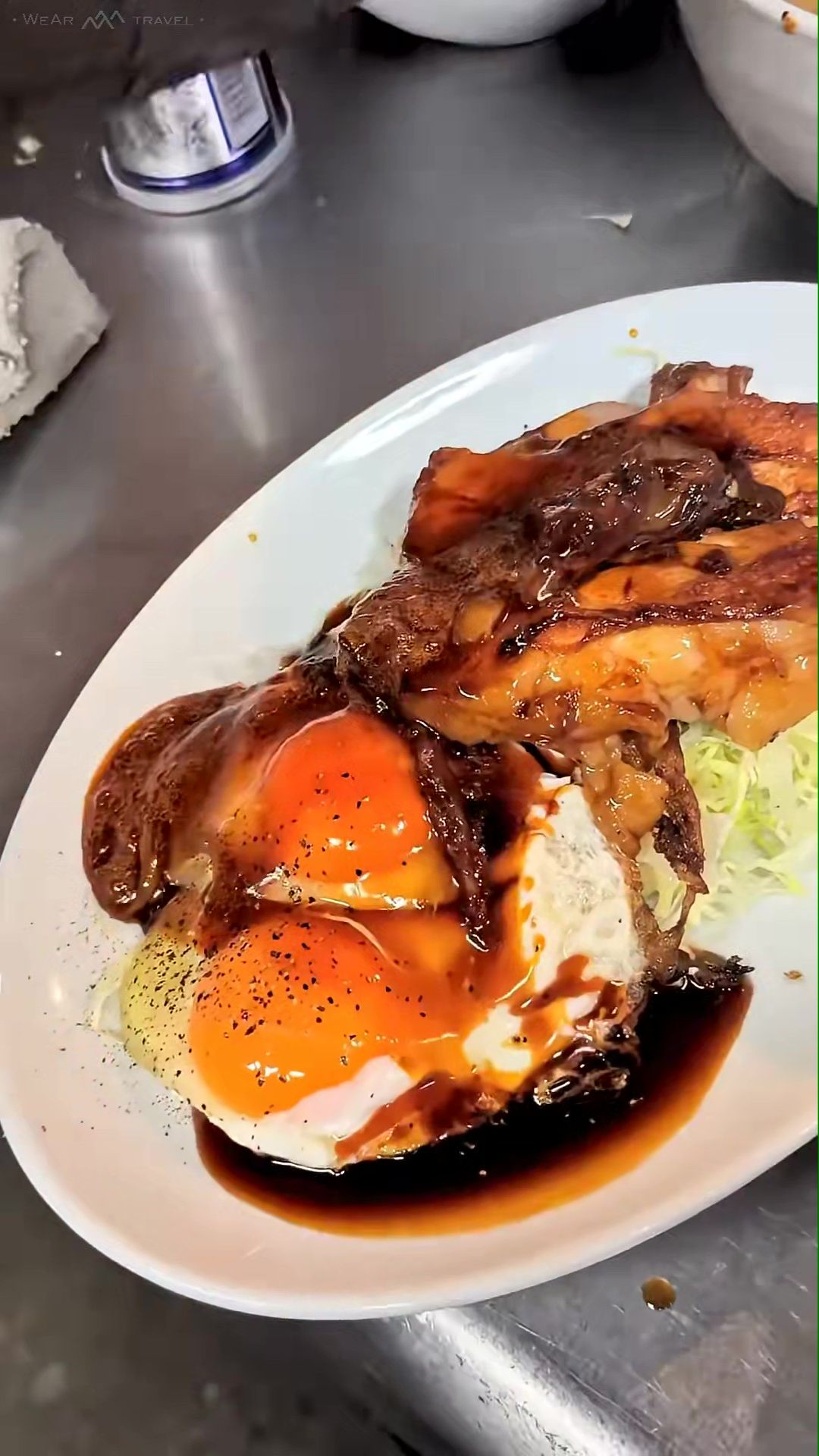 Японский тэйсёку с чар сью и яйцом! со сладко-солёной свининой.