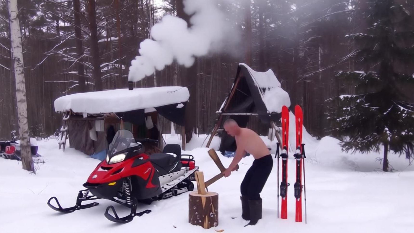 Охота и Рыбалка в Тайге ИЗБА 2026 Мотобуксировщик и нас ЧЕТВЕРО Лесосибирск РУДИКОВКА 14 марта