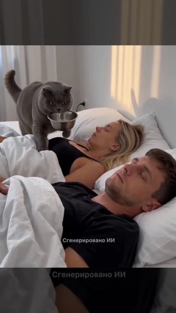 Когда уже 6 утра, а кот не кормленый 😾 ...👇