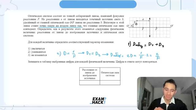Оптическая система состоит из тонкой собирающей линзы, имеющей фокусное расстояние F. На - №25008